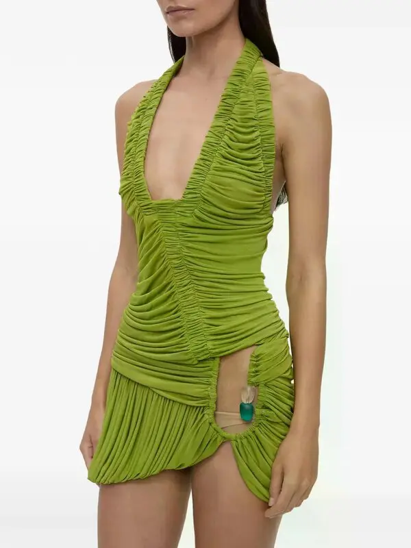 Christopher Esber Lime Ruched Bubble Mini Dress