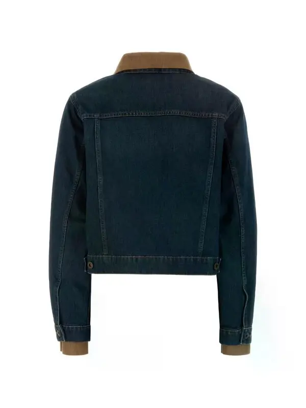 Miu Miu Embroidered Collar Denim Jacket - Blue