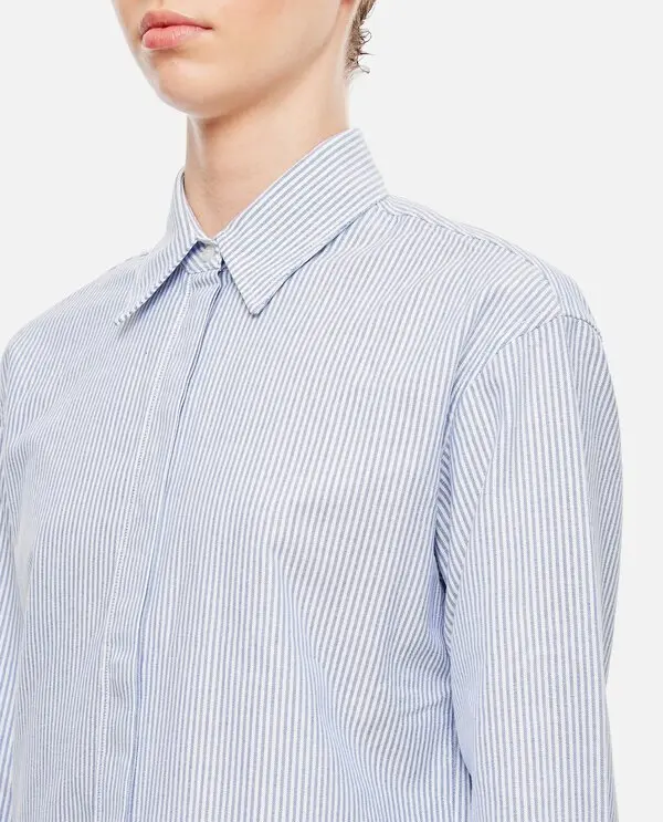 GOLDEN GOOSE Striped Cotton Oxford Shirt - Azzurro