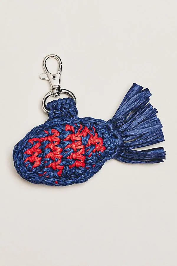 DAMSON MADDER Raffia Fish Bag Charm