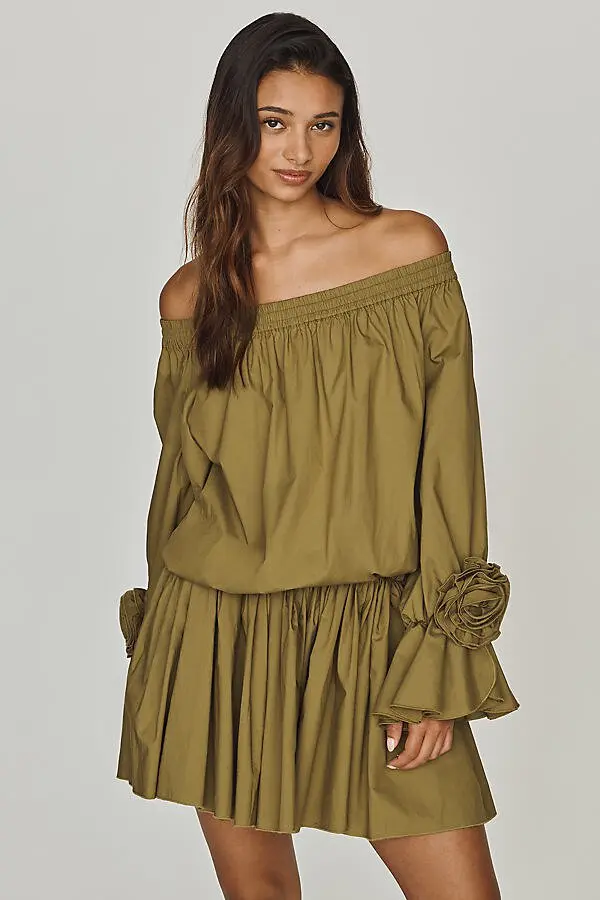 Essentiel Antwerp Jegan Off-shoulder Dress - Avocado