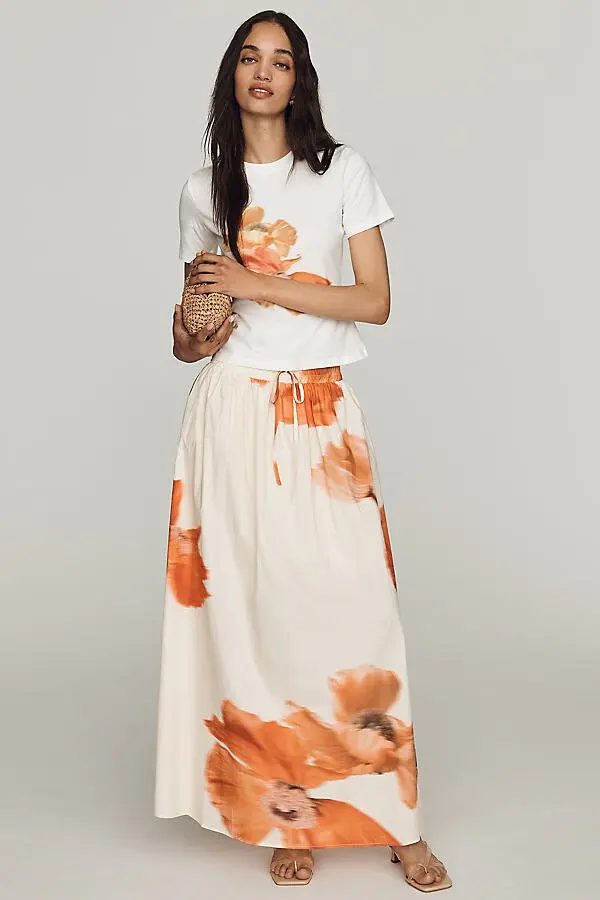 NEVER FULLY DRESSED Plus Cotton Floral Maxi Skirt - Multi