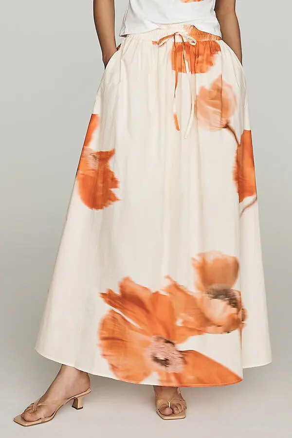 NEVER FULLY DRESSED Floral Cotton Maxi Skirt