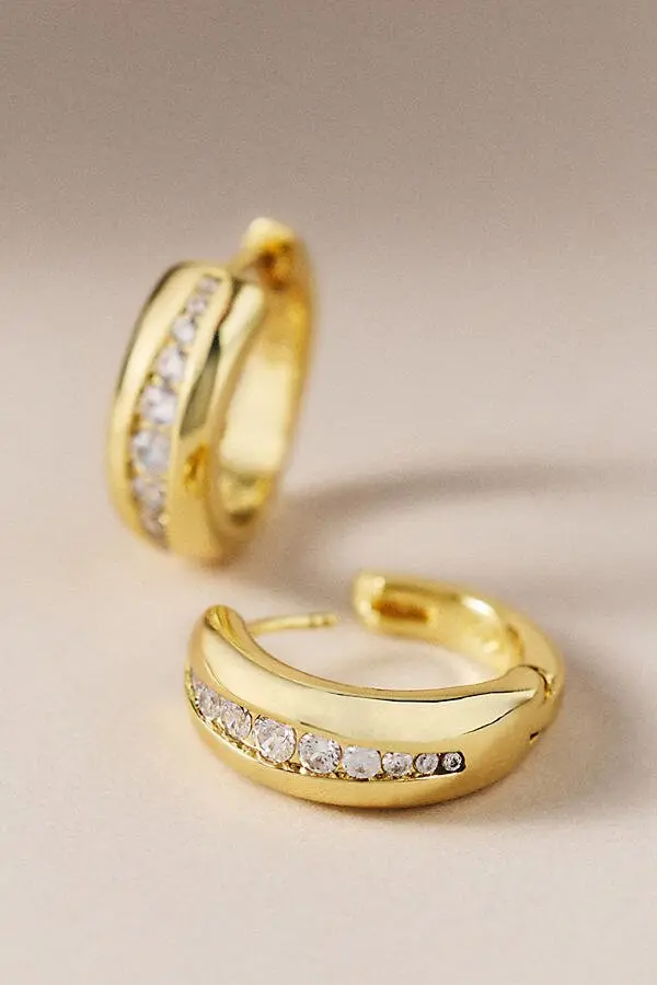 CZ BY KENNETH JAY LANE Cubic Zirconia Lay Hoop Earrgs - Gold