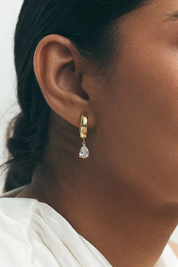 CZ BY KENNETH JAY LANE Pear-cut Cubic Zirconia Hoop Earrings