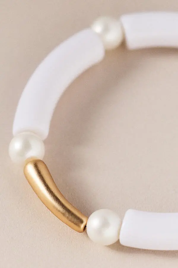 Anthropologie Pearl Shell Tube Bracelet