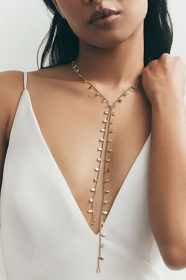 Anthropologie Pavé Bolo Tie Necklace