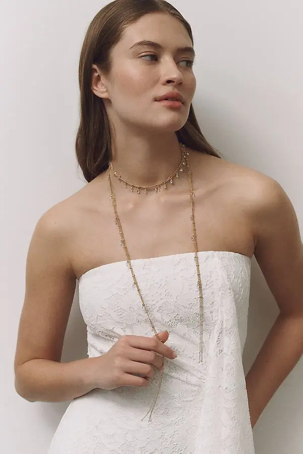 Anthropologie Beaded Fringe Scarf Necklace