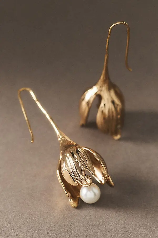 OLIVE & PIPER Mara Tulip French Hook Earrgs - Gold