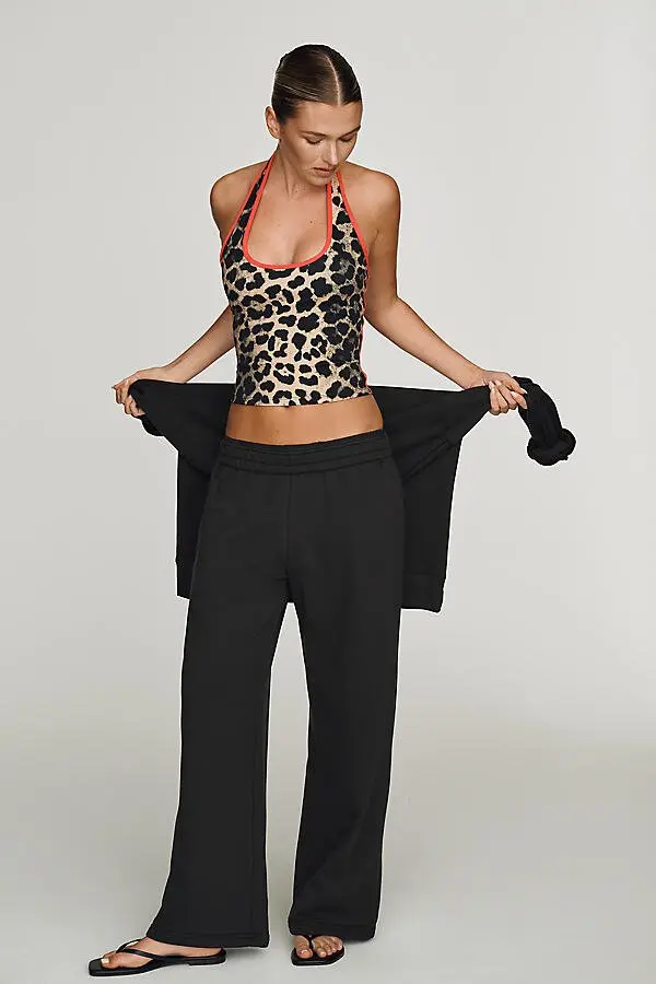 P.E Nation Leopard Print Halter Neck Tank Top