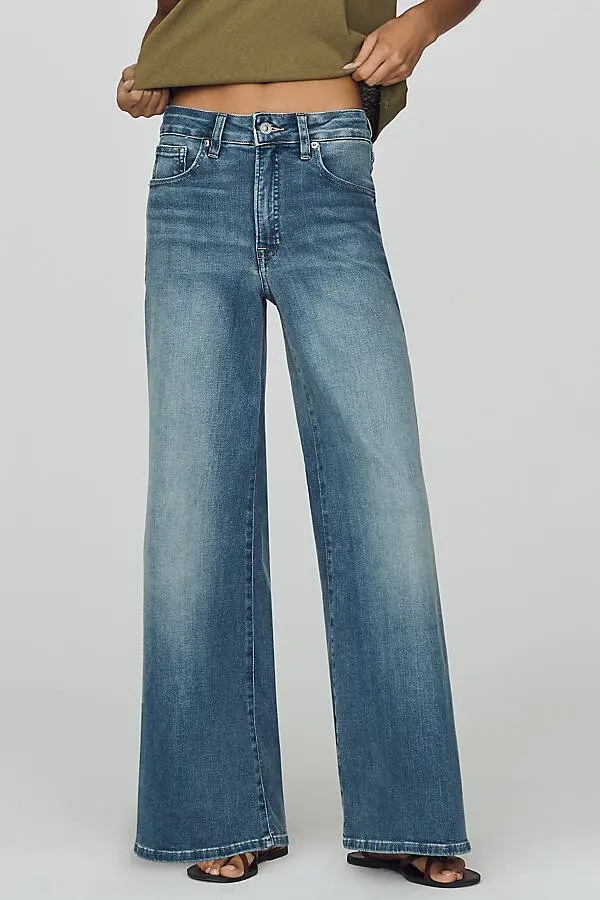 Good American Soft Tech Good Waist Palazzo High Rise Ankle Jeans