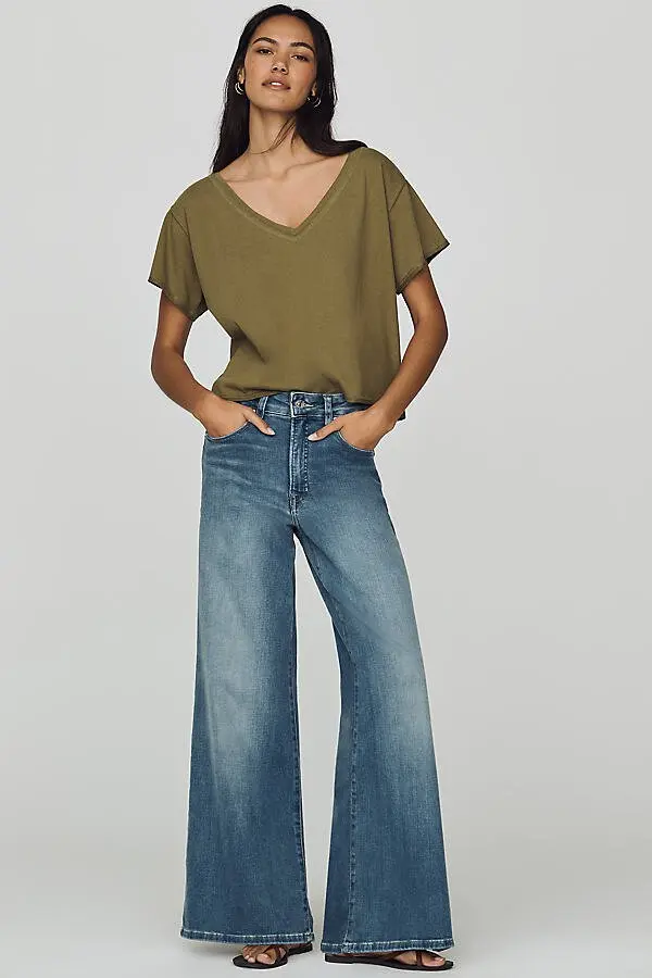Good American Soft Tech Good Waist Palazzo High Rise Ankle Jeans - Indigo