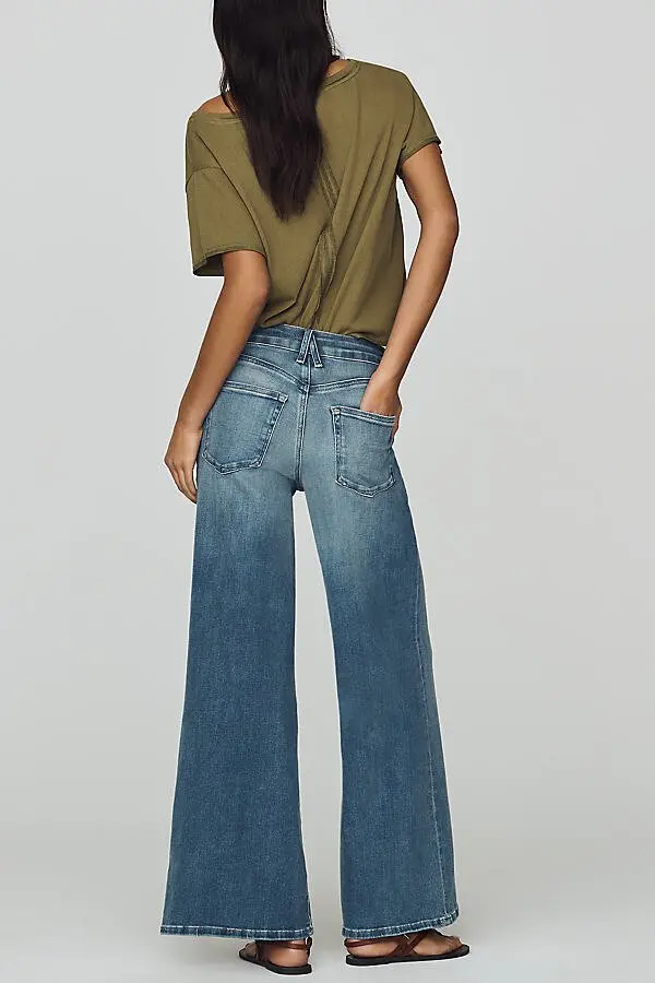 Good American Soft Tech Palazzo High Rise Ankle Jeans