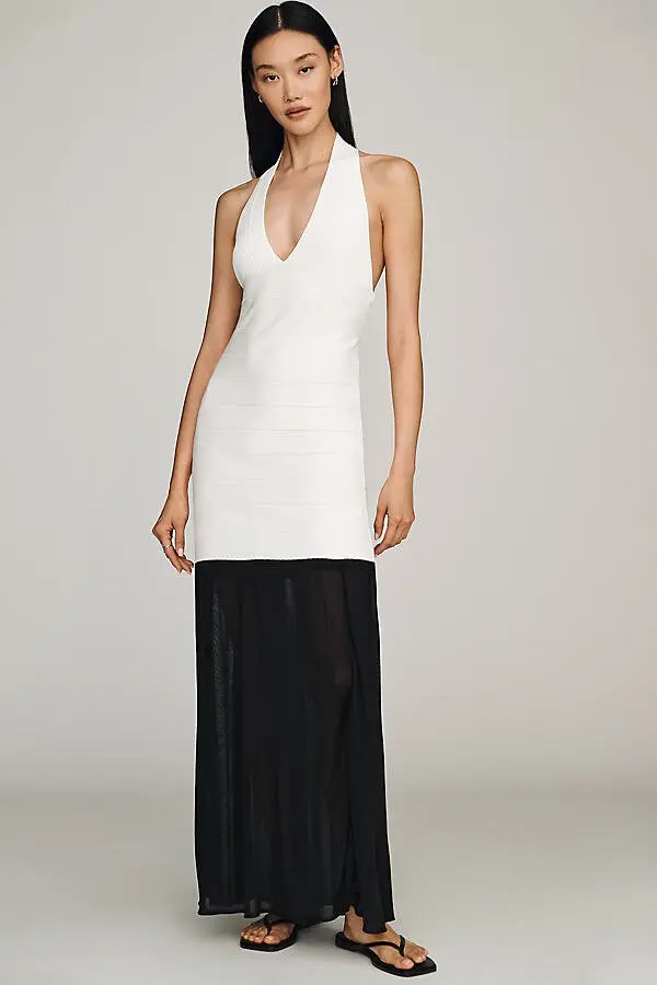 Anthropologie Twofer Halter Dress - White/black