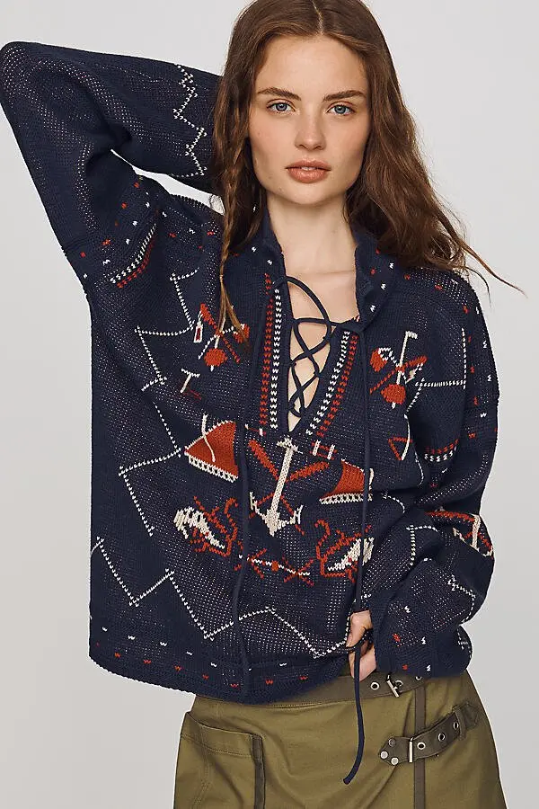 The Great. The Fisherman Sweater - Navy