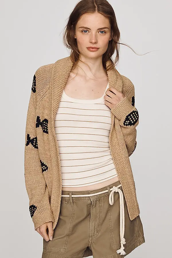 The Great. The Swimmg Fish Cardigan Sweater - Natural