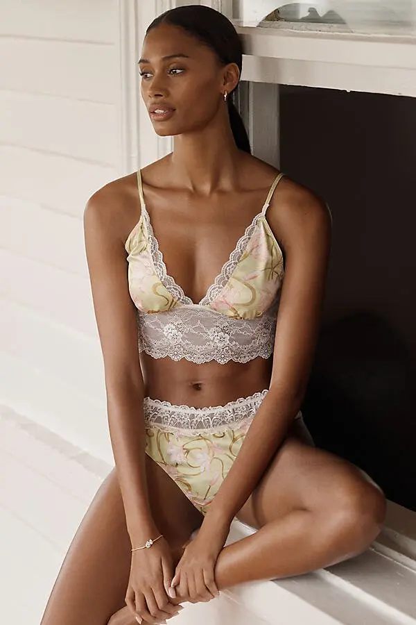 LYREBIRD Sat Lace Bralette - Citron