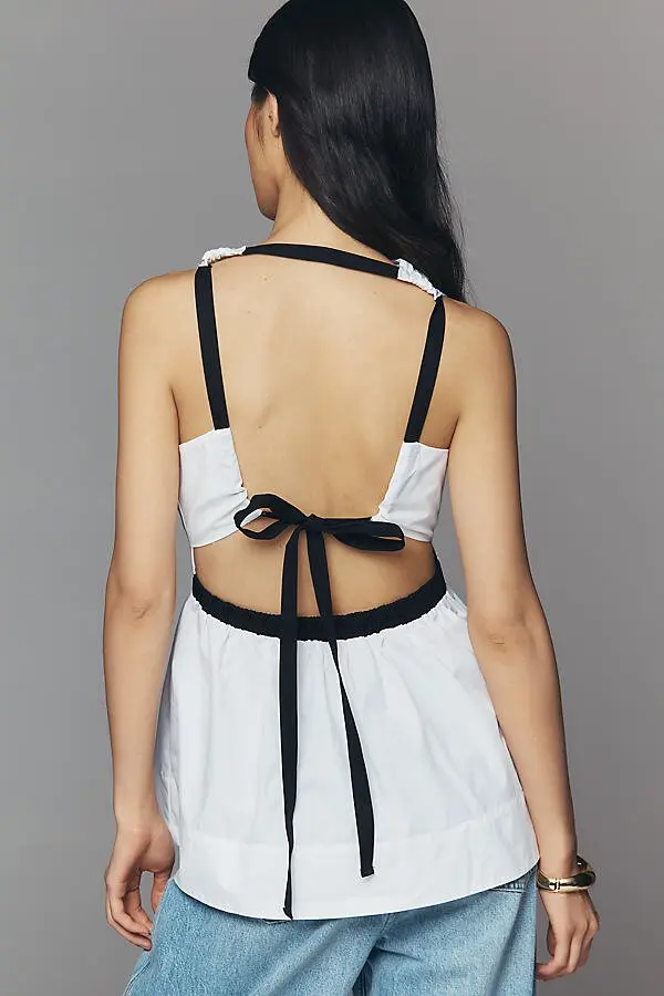 Anthropologie Cotton Open Back Plunge Top