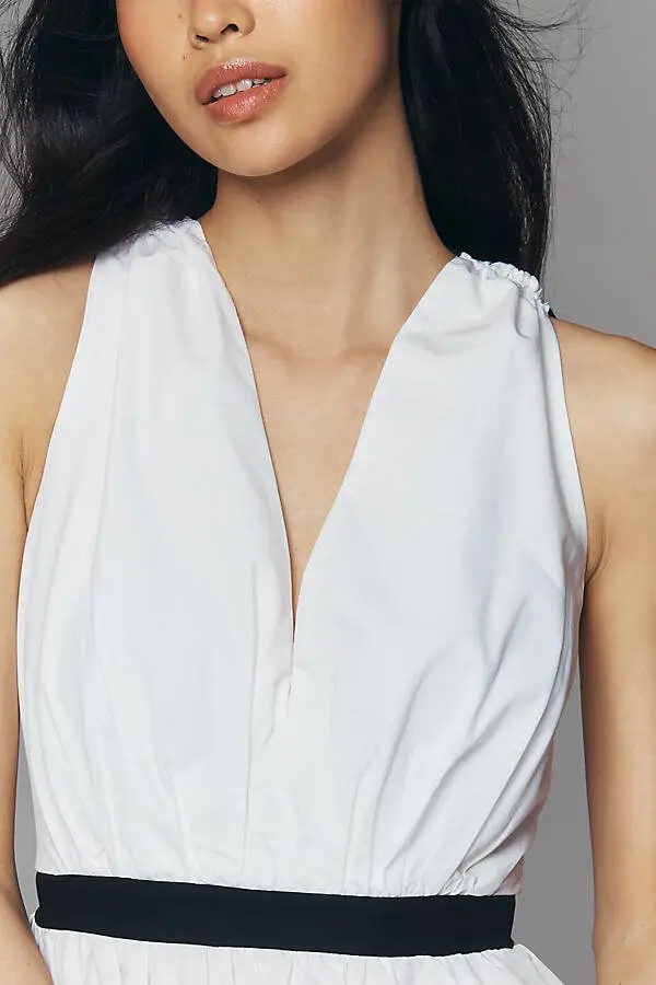 Anthropologie Cotton Open Back Plunge Top