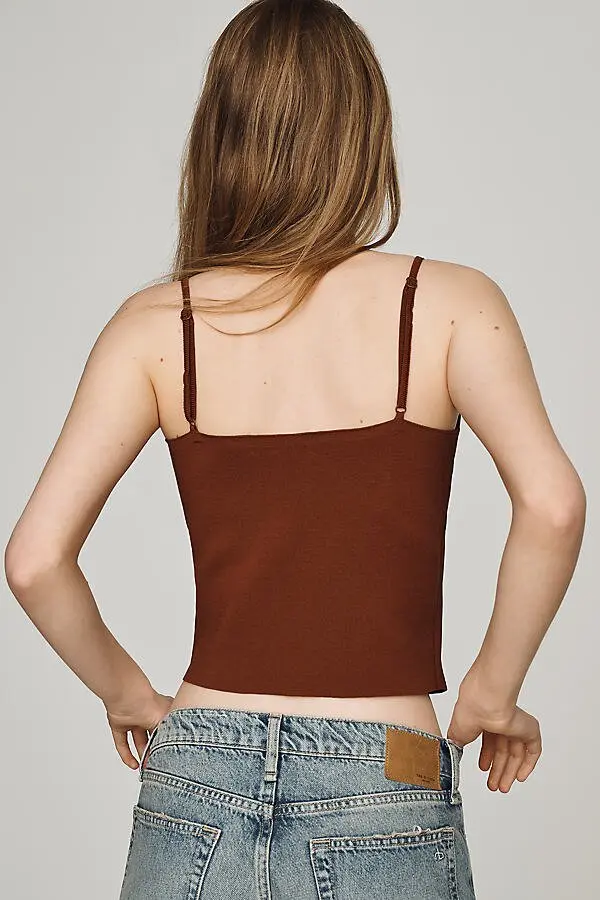 Maeve Sweetheart Neckline Tank Top - Chocolate Brown