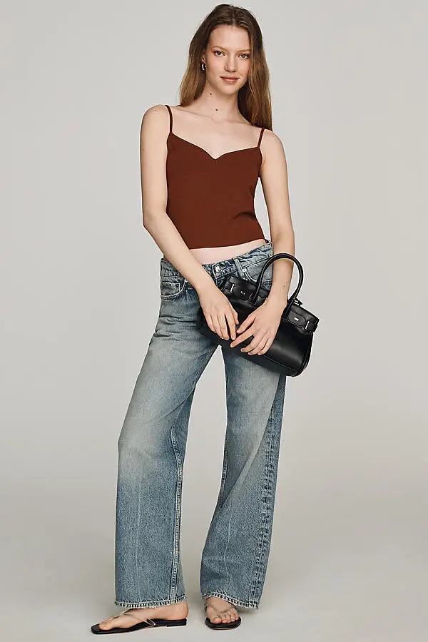 Maeve Sweetheart Neckline Tank Top - Chocolate Brown