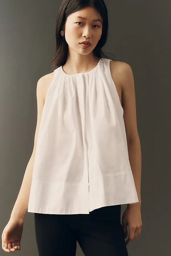 Anthropologie Cotton Sleeveless Swing Top - White