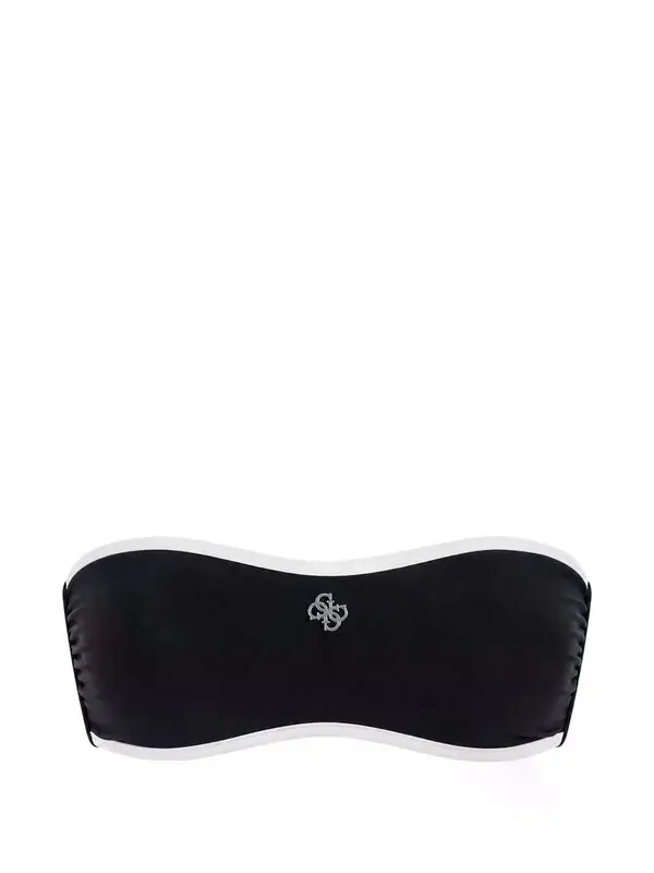 Guess Contrast Trim Logo Plaque Bikini Top - Black