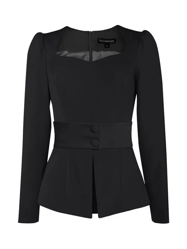 TIA DORRAINE Fitted Sweetheart Blouse - Black