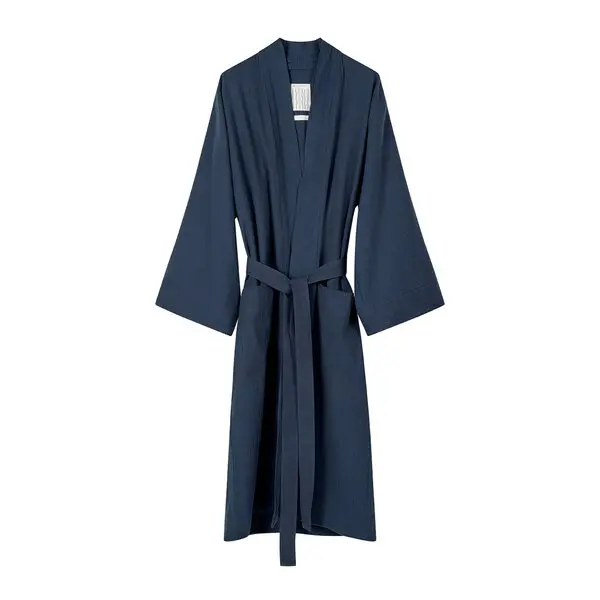 TAMEKO Nami Cotton Kimono Robe / Indigo - Blue