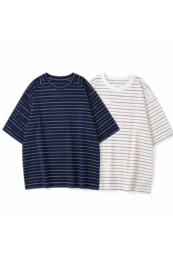 CLOTHES BY LOCKER ROOM Blue / White Set Of Two Oversized Striped T-shirts - Blue/white