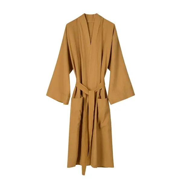 TAMEKO Nami Cotton Kimono Robe / Marigold - Yellow