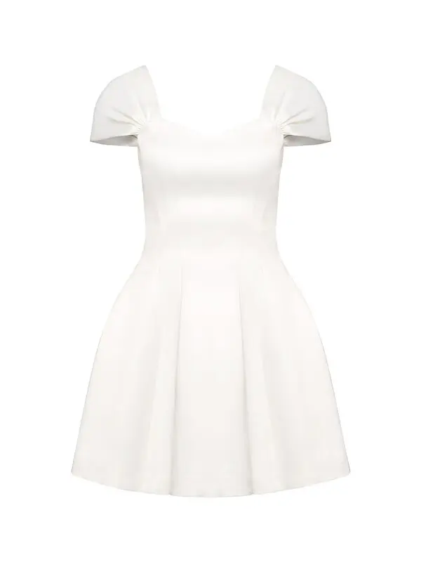 TIA DORRAINE Flared Mini Dress Pearl - White