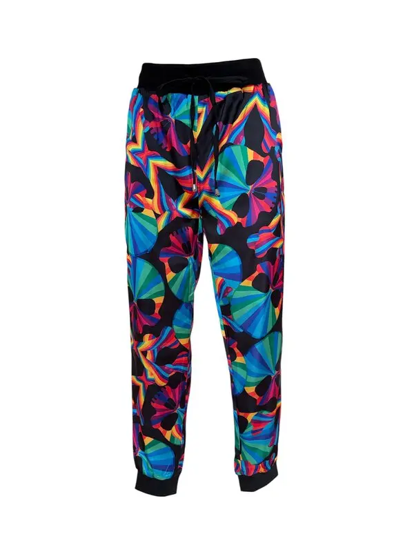 ANY OLD IRON Black / Blue Multicolor Rainbow Skull Joggers - Black/blue