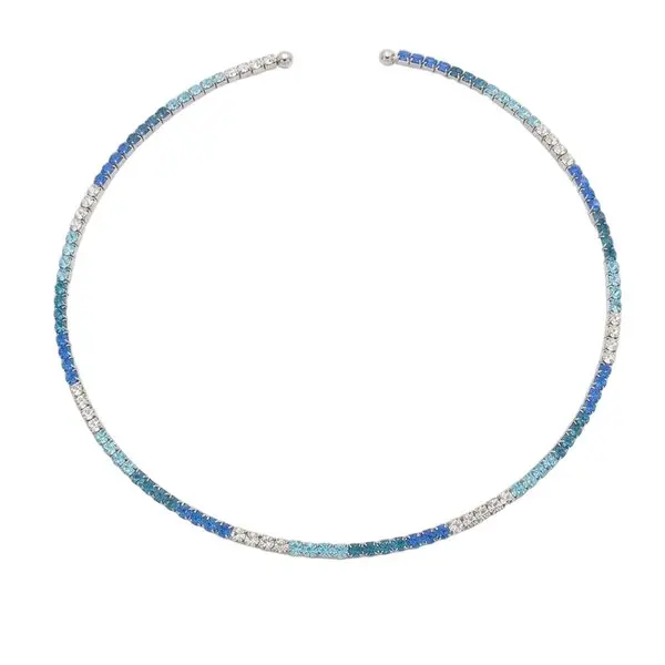 TALITA LONDON Silver Aqua Choker With Cubic Zirconia - Blue