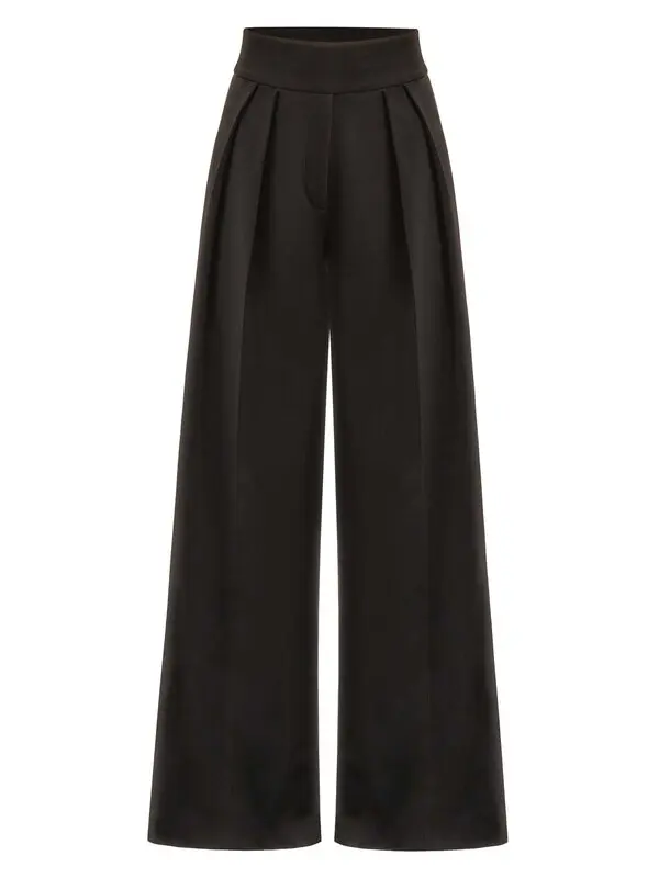 TIA DORRAINE High-waist Super Wide-leg Trousers - Black