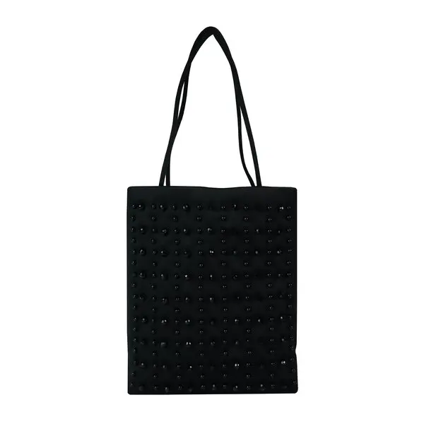 2KSTYLE Ingrid Satin Bead Hand-embellished Mini Tote Bag - Black