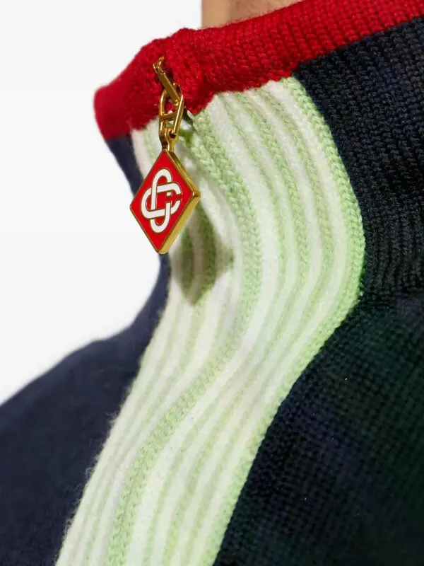 Casablanca Logo-embroidered Zip-up Cardigan