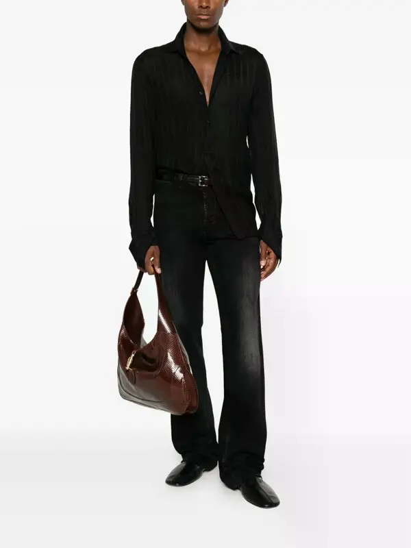 Gucci Vertical-stripe Semi-sheer Shirt - Black