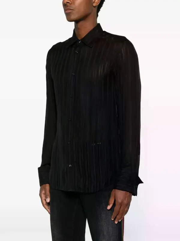 Gucci Vertical-stripe Semi-sheer Shirt