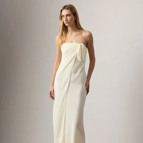 Ralph Lauren Brigitta Linen Voile Evening Dress - Lux Cream