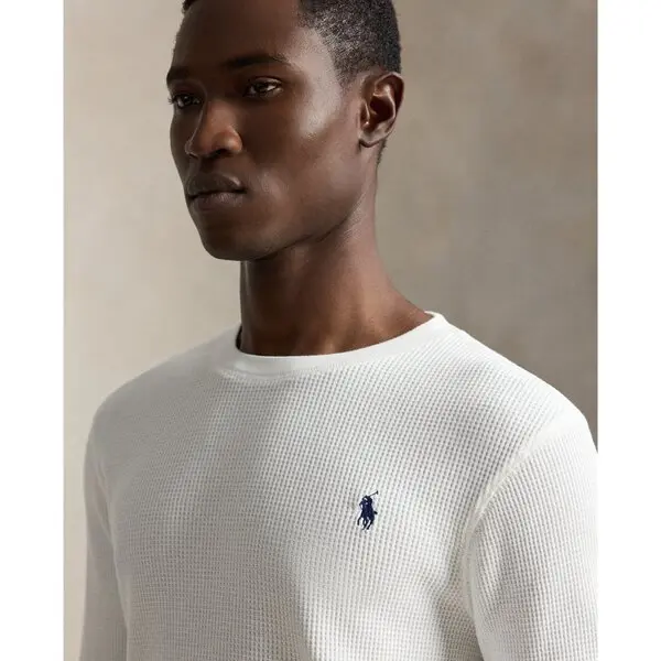 Ralph Lauren Waffle-knit Cotton Crewneck Long Sleeve Pullover - White