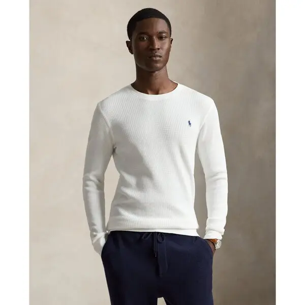 Ralph Lauren Waffle-knit Cotton Crewneck Long Sleeve Pullover - White