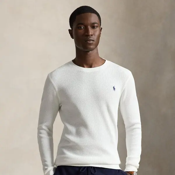 Ralph Lauren Waffle-knit Cotton Crewneck - White