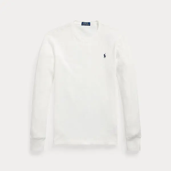 Ralph Lauren Waffle-knit Cotton Crewneck Long Sleeve Pullover - White