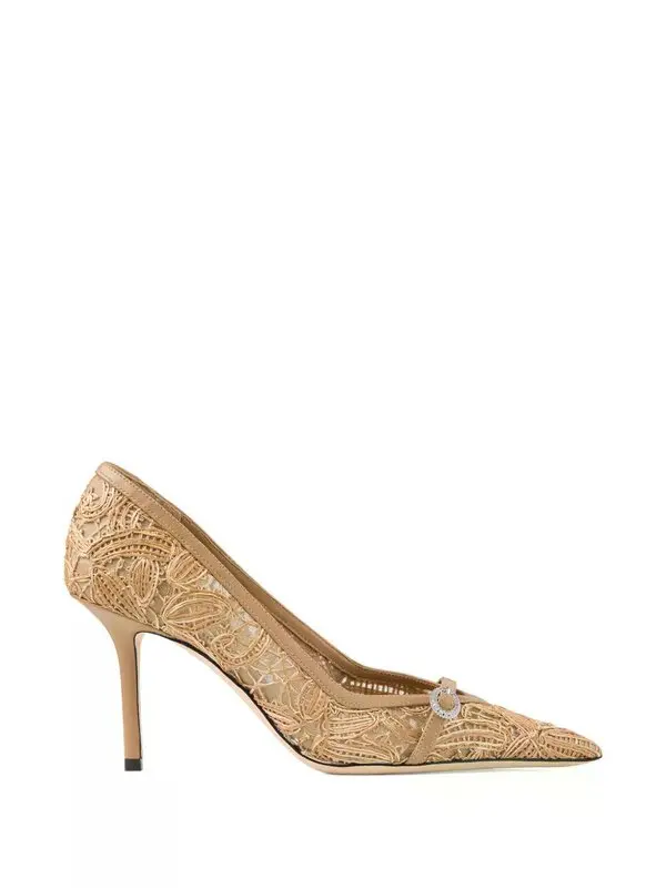 JIMMY CHOO Keari 85 Flower-detailed Pumps - Neutrals