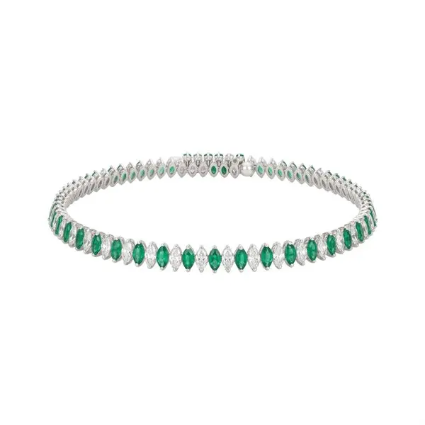TALITA LONDON Marquise Emerald And White Tennis Bracelet - Green