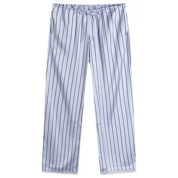 SKIMS Woven Shine Pant With Lace - Powder Blue Stripe