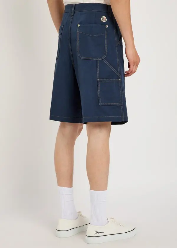 Moncler Wide-leg Cotton And Linen-blend Shorts