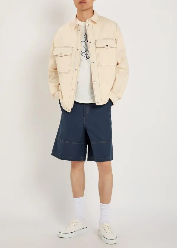 Moncler Wide-leg Cotton And Linen-blend Shorts