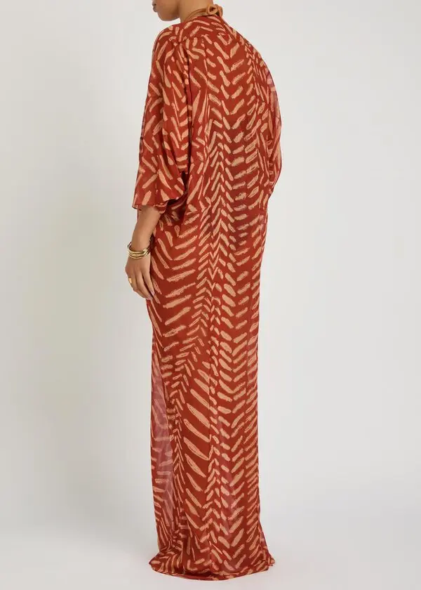 Johanna Ortiz Sensory Tapestry Patterned Georgette Maxi Kaftan Dress